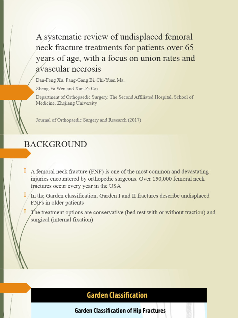 A Systematic Review of Undisplaced Femoral Neck Fracture | PDF ...