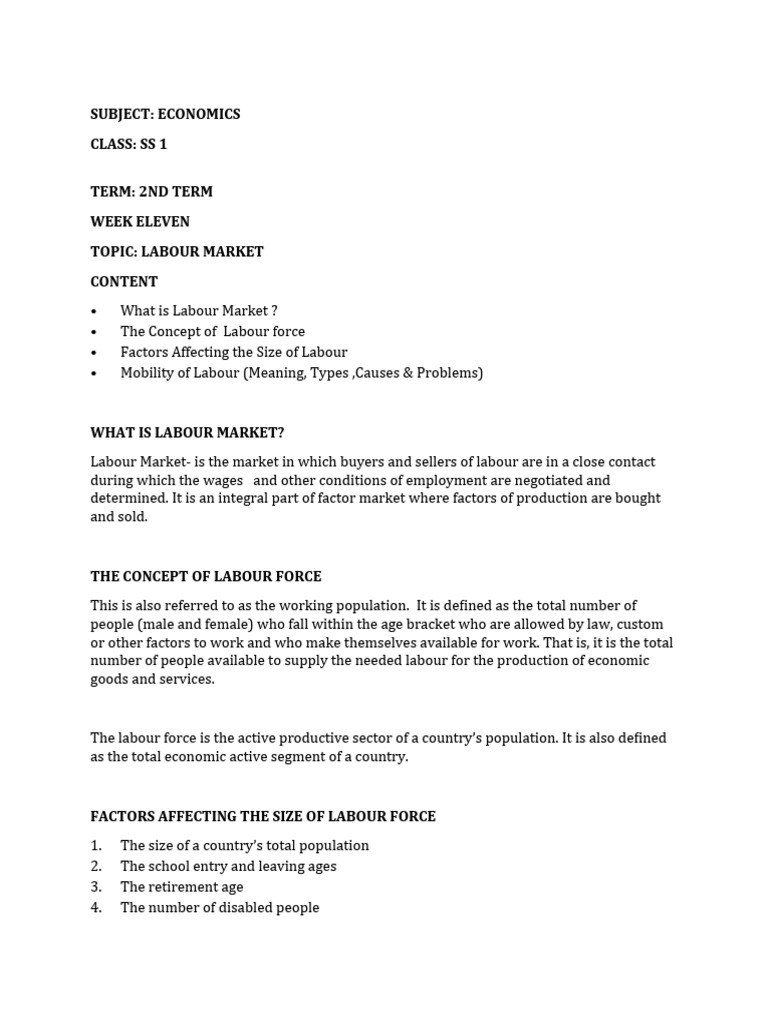 Labour Market | PDF | Labour Economics | Market (Economics)