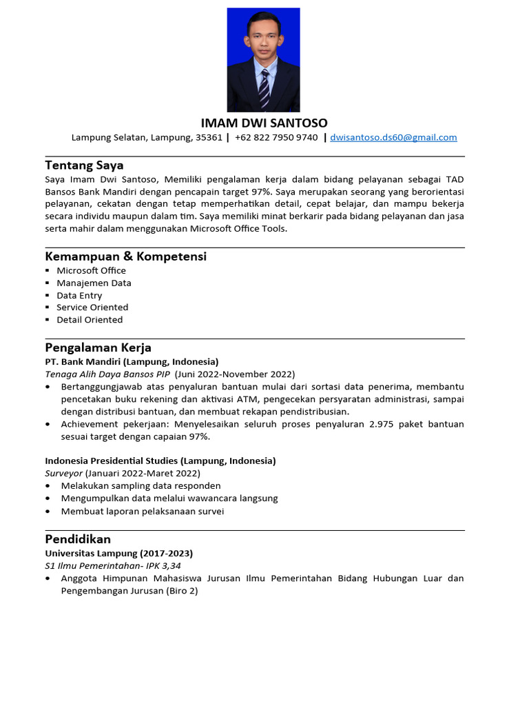 Contoh CV FIX | PDF
