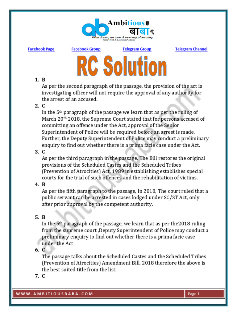 Reading Comprehension Practice E Book - SOLUTIONS File | PDF