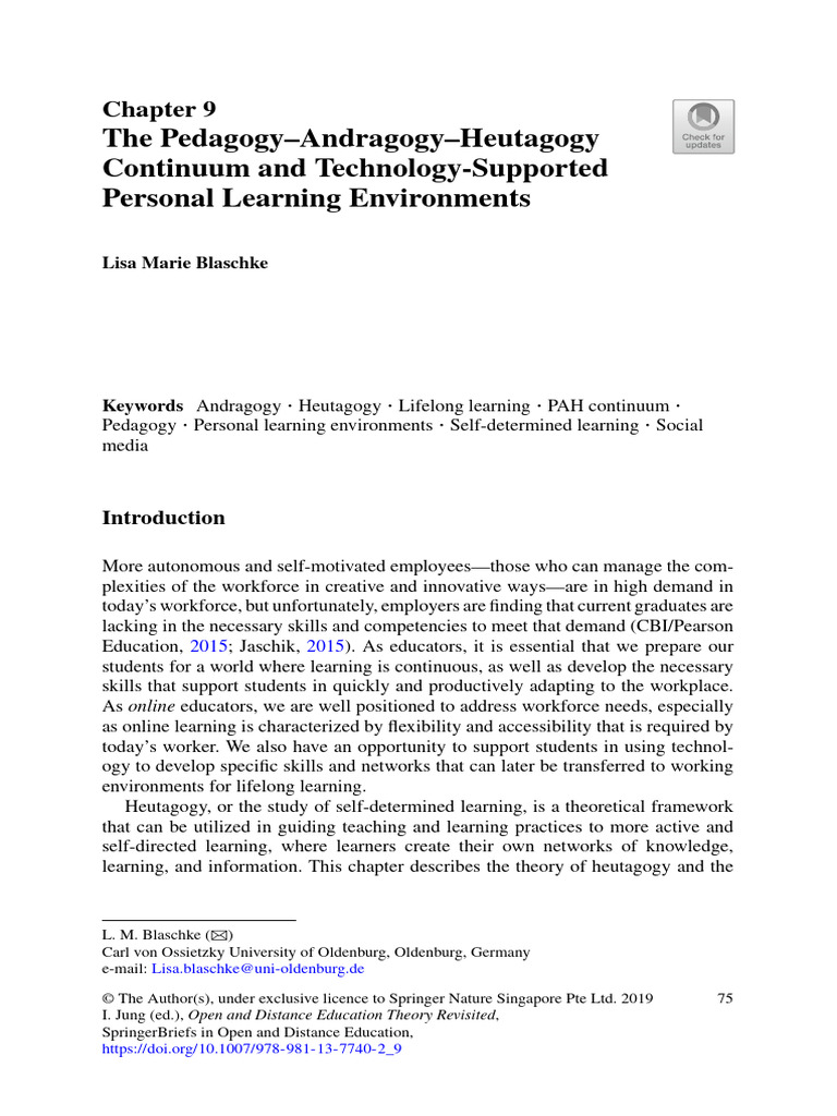 PAH Continuum: From Pedagogy to Heutagogy | PDF | Learning | Pedagogy