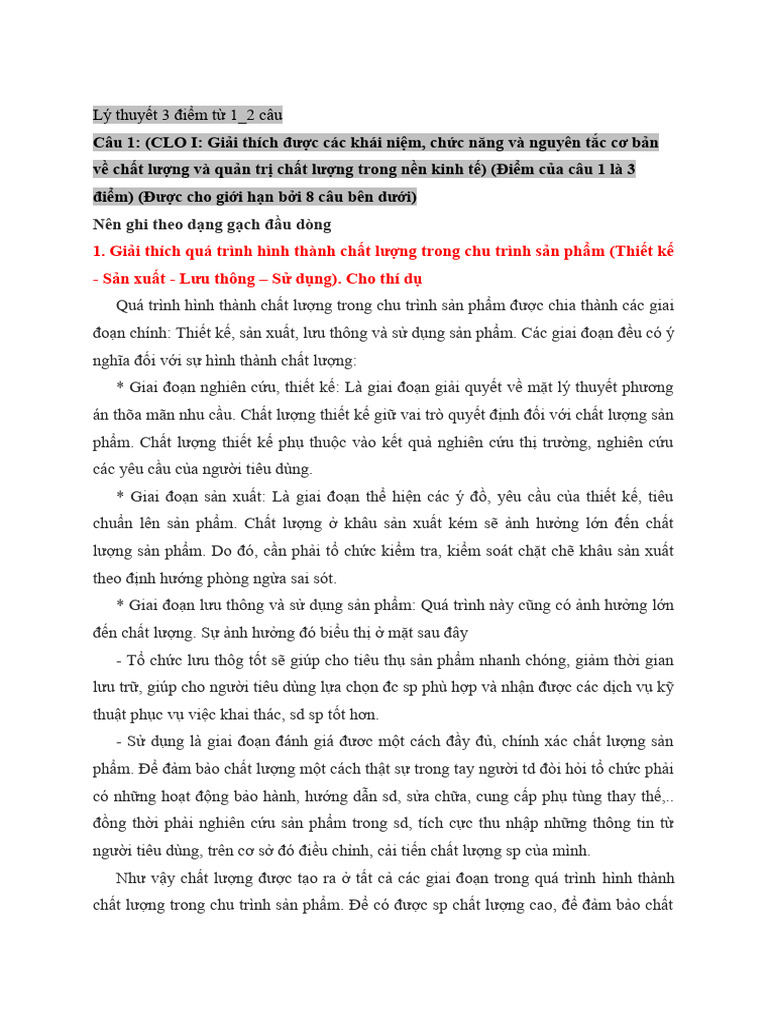 ÔN THI CUỐI KÌ QTCL | PDF