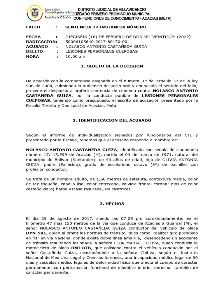 Fallo Por Lesiones PC 16-02-2022 | PDF | Derecho penal | Crímenes