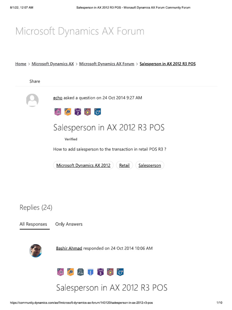 Salesperson in AX 2012 R3 POS | PDF