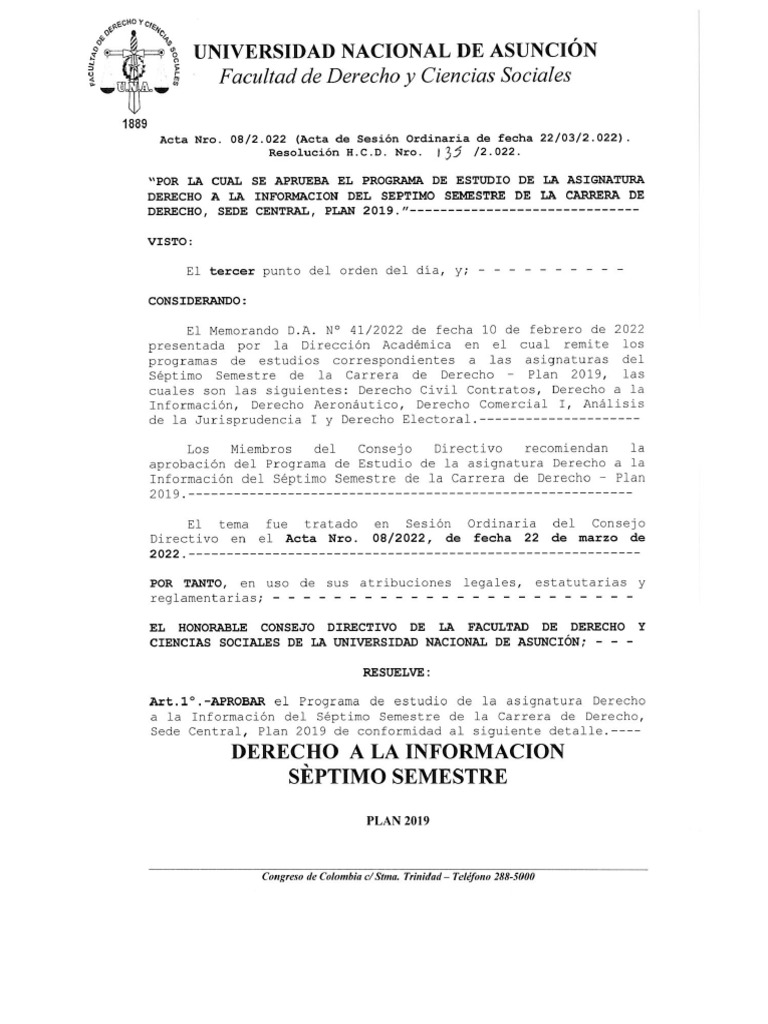 Res. 135-2022 Programa D. A La Informacion | PDF