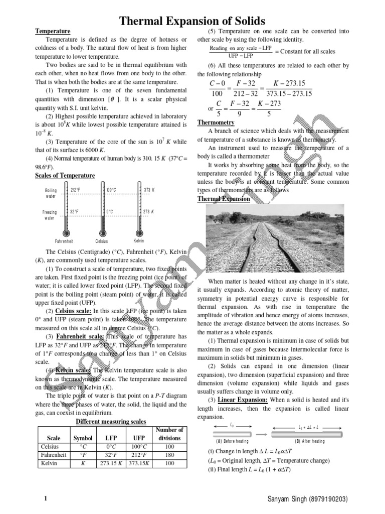 Thermal Expansion of Solids | PDF | Latent Heat | Temperature