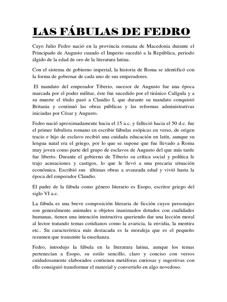 Las Fábulas de Fedro | PDF | Fábula