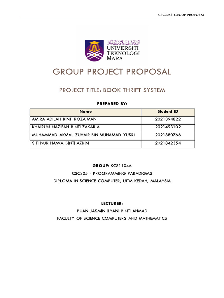 Proposal CSC305 | PDF