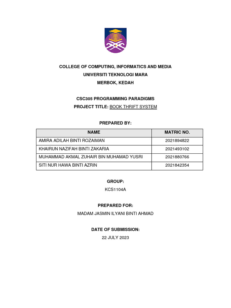 Final Report Csc305 Pdf Class Computer Programming Computer Program 6220
