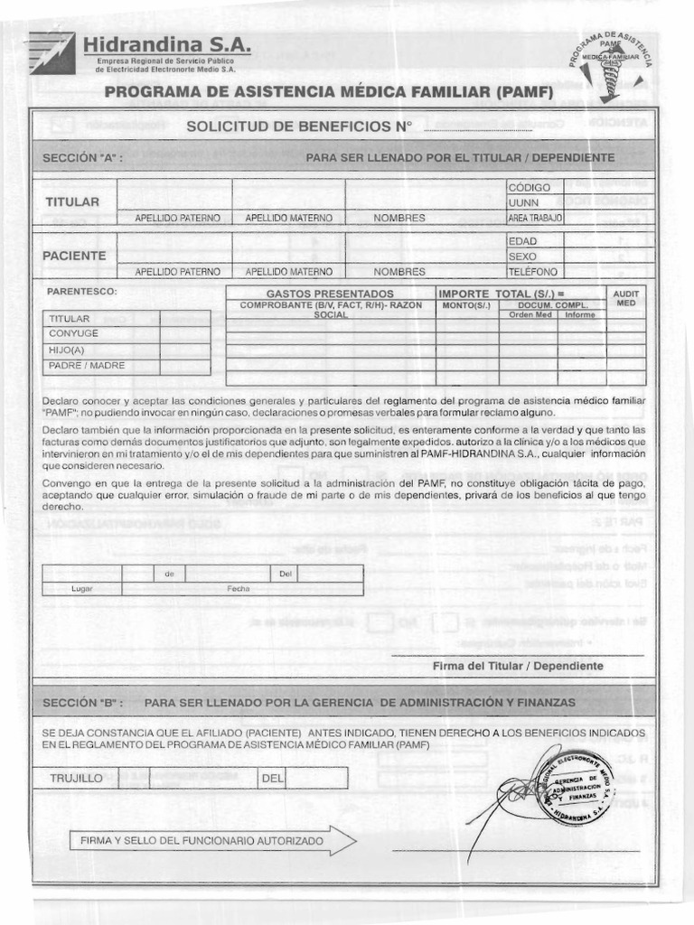 Solicitud de Beneficios PAMF | PDF