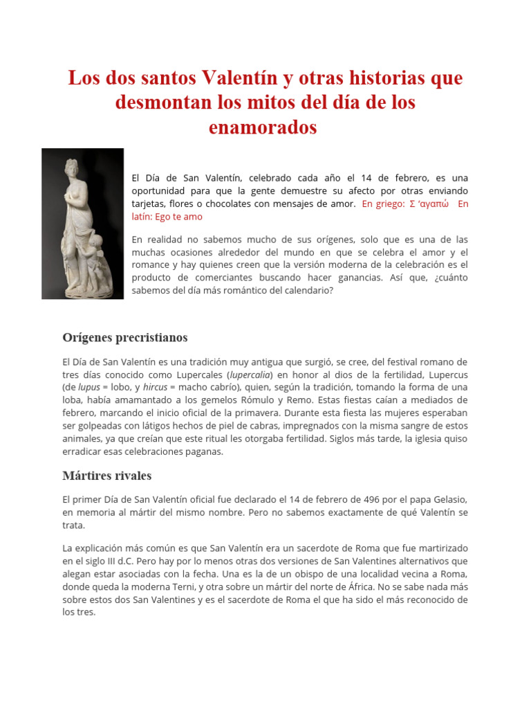Historia del Día de San Valentín | PDF | día de San Valentín