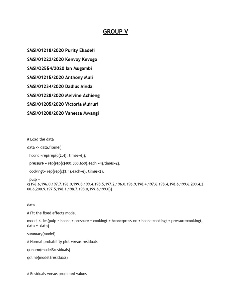 Group V | PDF | Errors And Residuals | Coefficient Of Determination