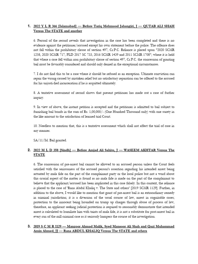 2022 y L R 366 | PDF | Bail | Appeal