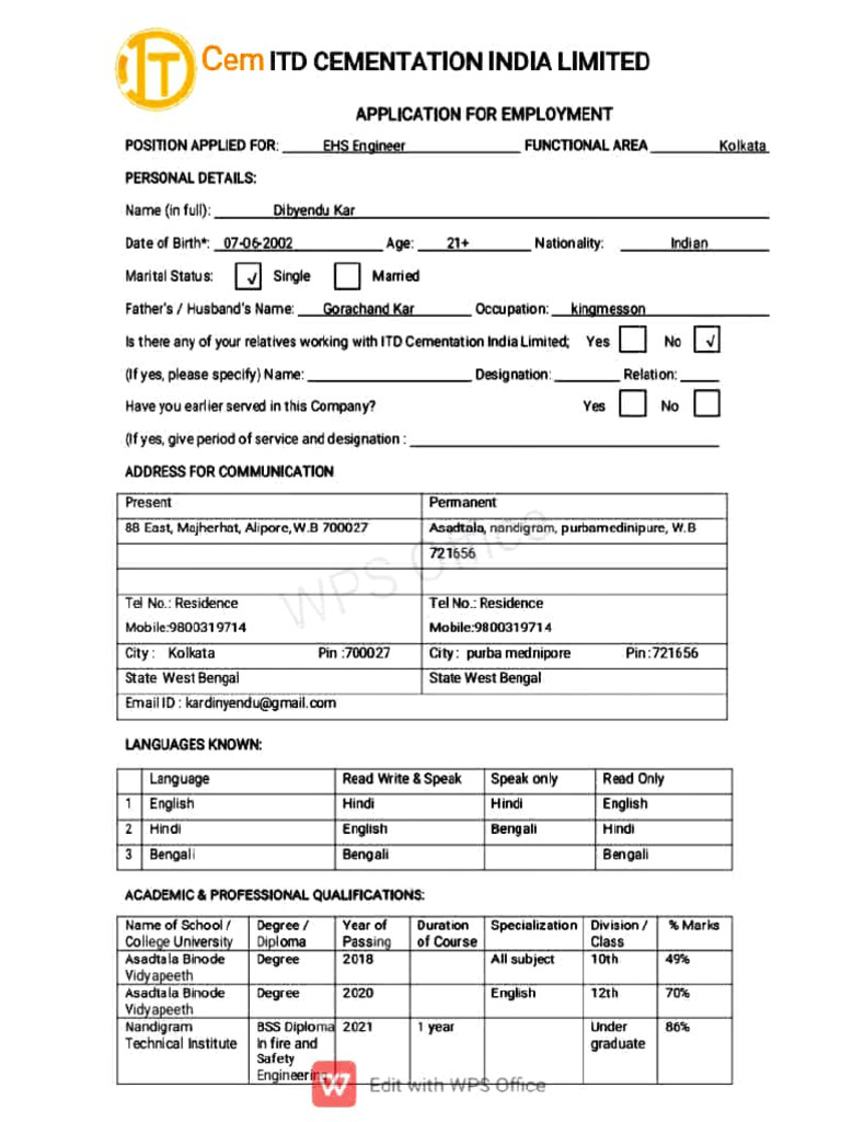 Itd Form | PDF