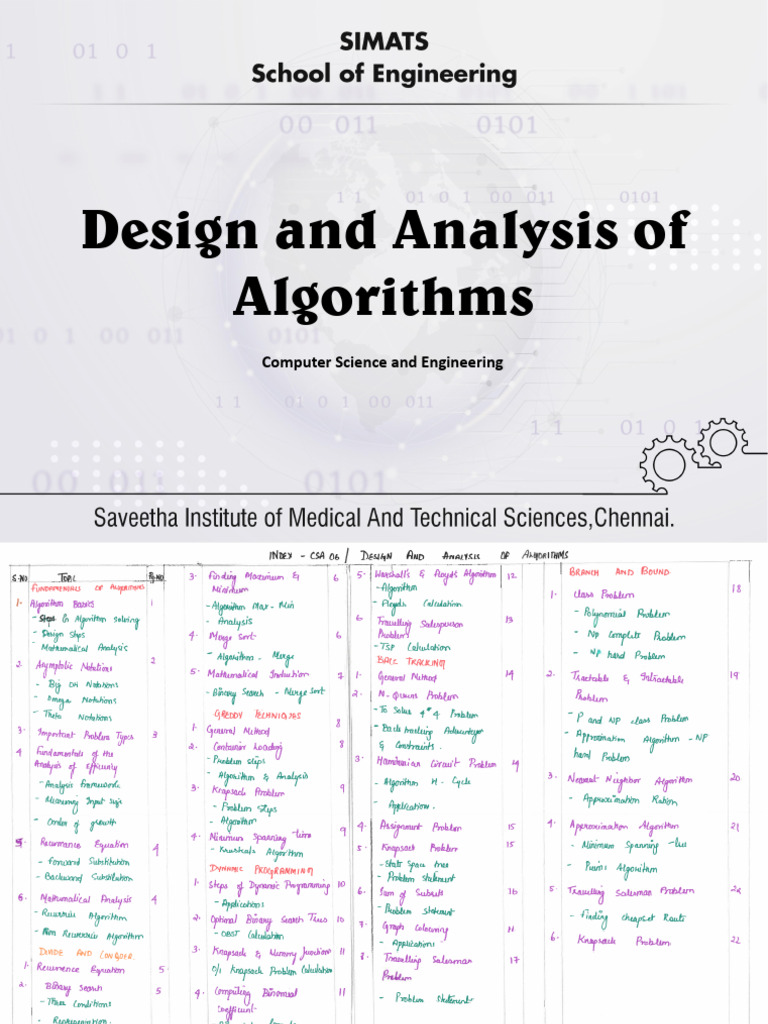 CSA06 Design and Analysis of Algorithms - 246 Copies | PDF | Computers | Technology & Engineering