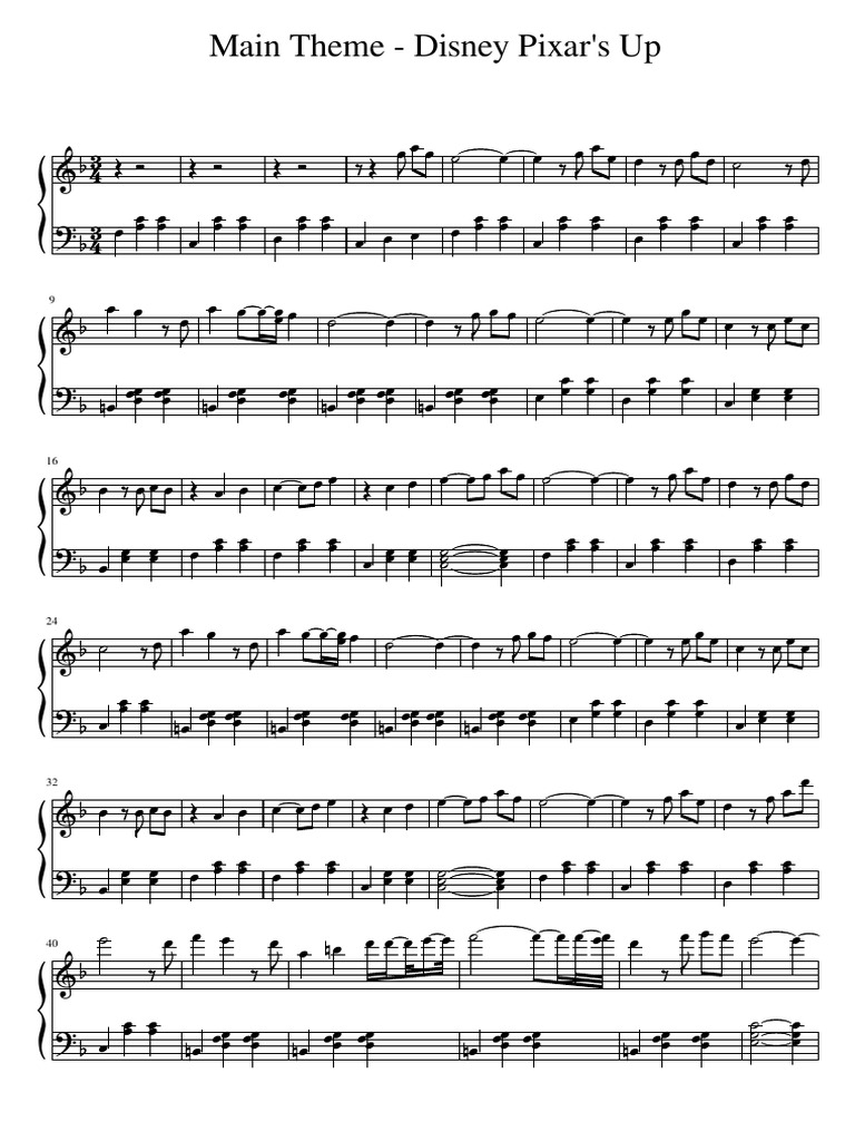 Disney Pixar Up Theme Piano | PDF | Walt Disney | Pixar