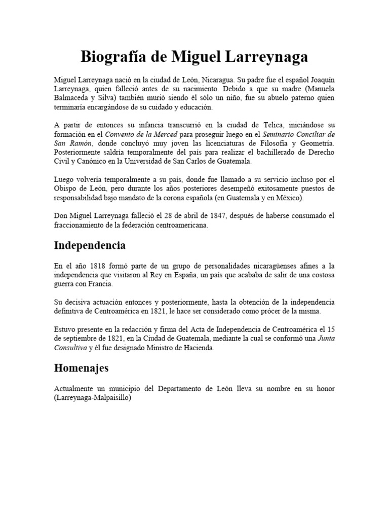 Biografia de Miguel Larreynaga | PDF