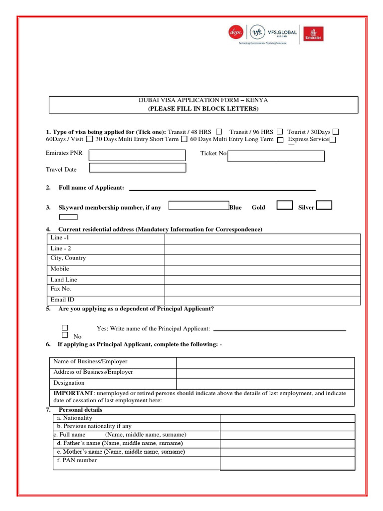 Dubai Visa Application for Kenyans | PDF | Travel Visa | Passport