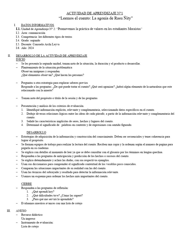 Actividad 1 - Unidad 2 - Comuni | PDF | Evaluación | Aprendizaje