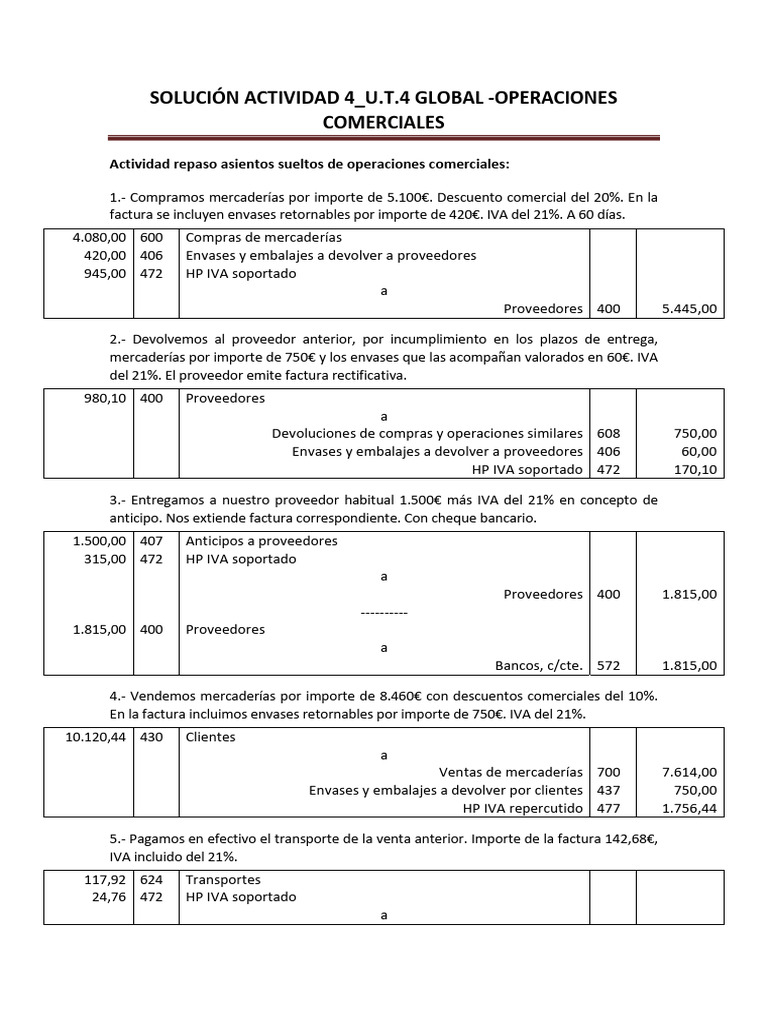 Solucion Actividad 4 - Oc - Ut4 | PDF | Bancos | Factura
