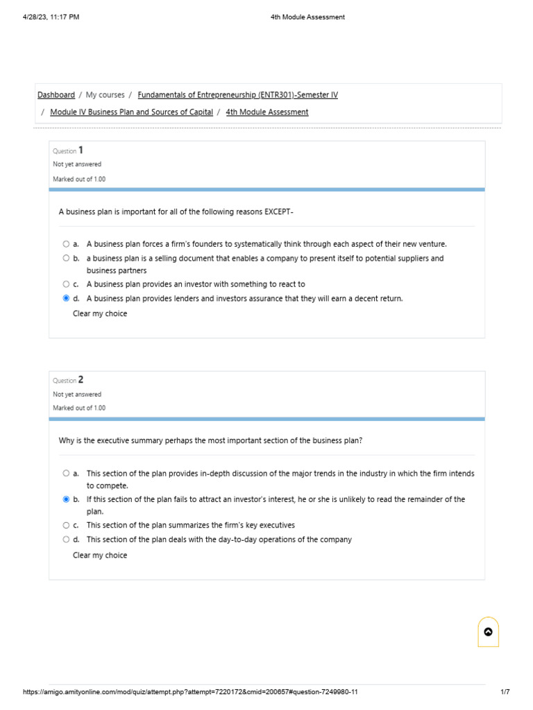 4th Module Assessment Entrep | PDF | Venture Capital | Corporate Finance
