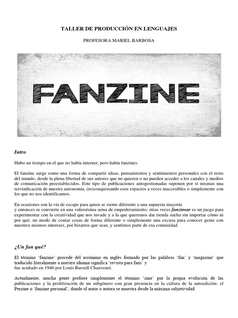 Guía para Realizar Un Fanzine | PDF | Imagen