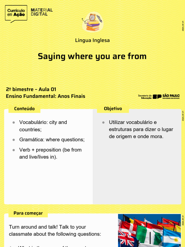 Saying Where You Are From: Língua Inglesa | PDF | Linguistics