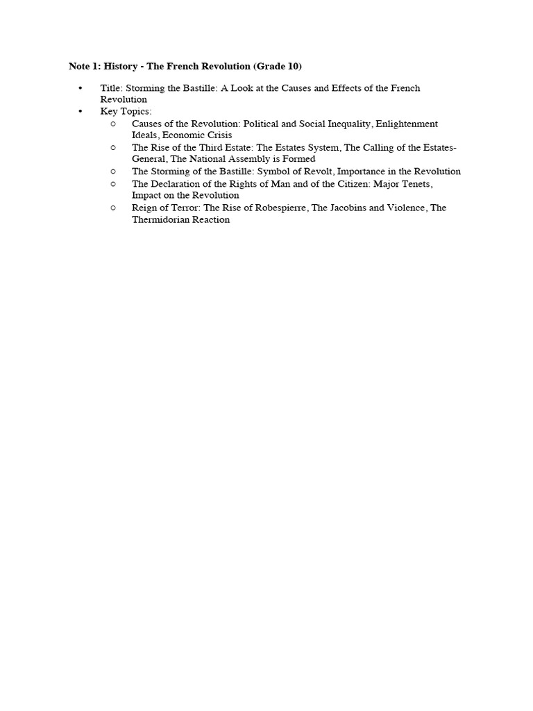 The French Revolution (Grade 10) | PDF
