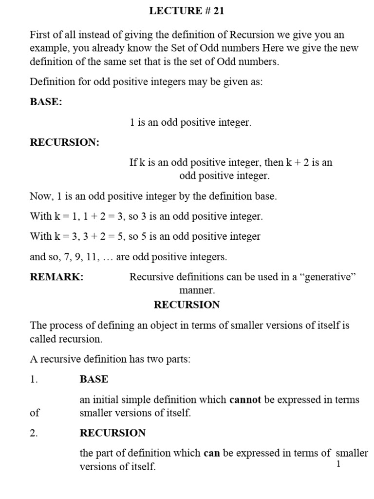mth202 Lecture21-Recursion | PDF | Function (Mathematics) | Recursion mth202 Lecture21-Recursion | PDF | Function (Mathematics) | Recursion