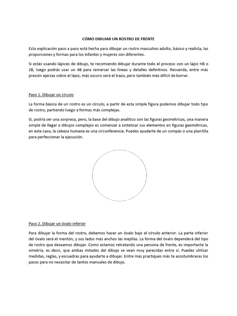 Cómo Dibujar Un Rostro de Frente | PDF | Dibujo | Perspectiva (Gráfica)