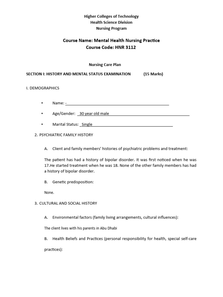 Nursing Care Plan for Bipolar Disorder | PDF | Major Depressive ...