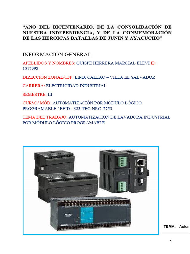 Eeid Eeid-323 Trabajofinal | PDF | Controlador lógico programable ...