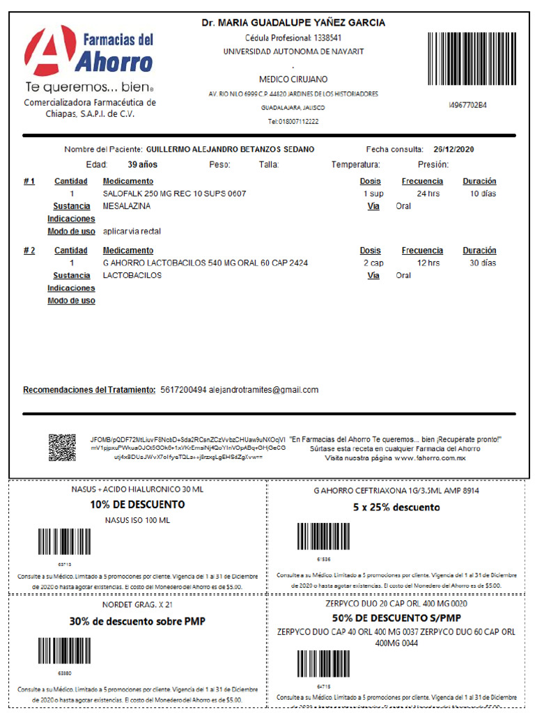 Receta Farmacias Del Ahorro | PDF