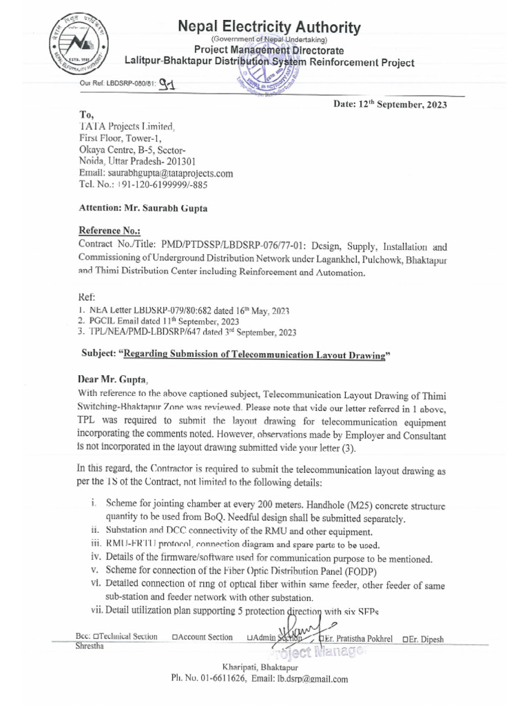 LBDSRP-080-81-91-Reg Submisison of Telecommunication Layout Drawing | PDF