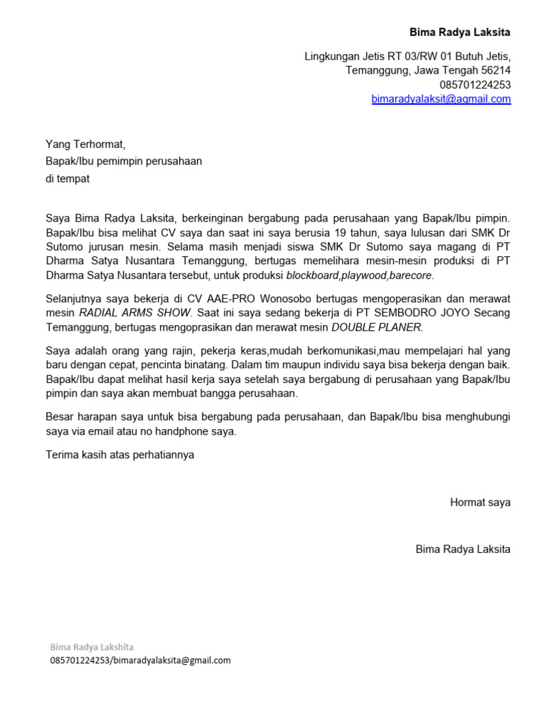 Bima Radya Laksita CV | PDF