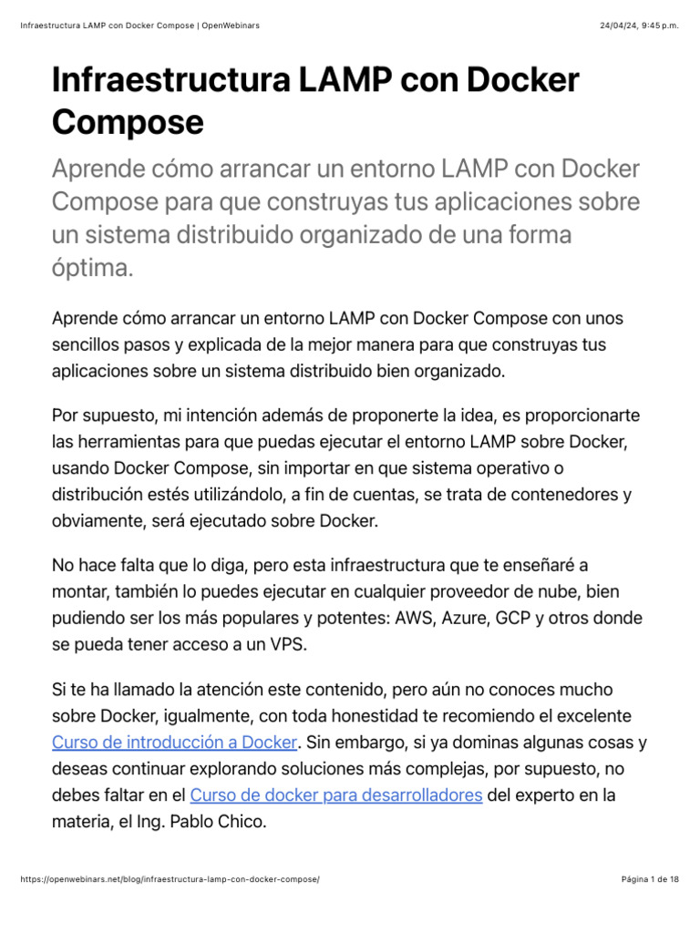 Infraestructura LAMP Con Docker Compose - OpenWebinars | PDF | Mi sql | Php