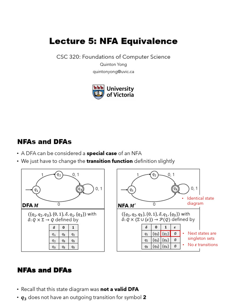 Lecture 5 NFA Equivalence | PDF | Models Of Computation | Mathematics