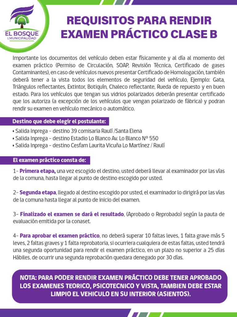 Requisitos Examen Clase B | PDF | Hogar, jardinería y bricolaje