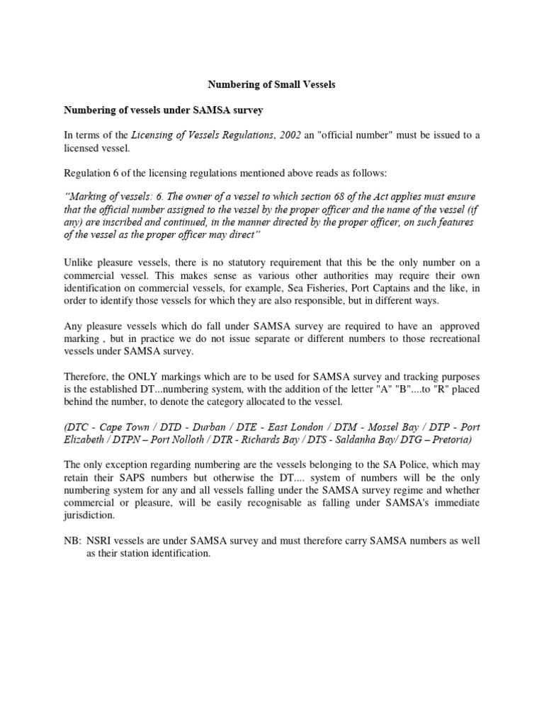 Numbering of Small Vessels - A2F5 | PDF | Business
