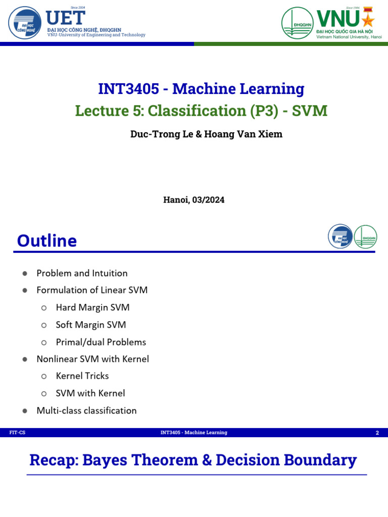 Lecture 6 Classification SVM | PDF | Support Vector Machine | Machine Learning