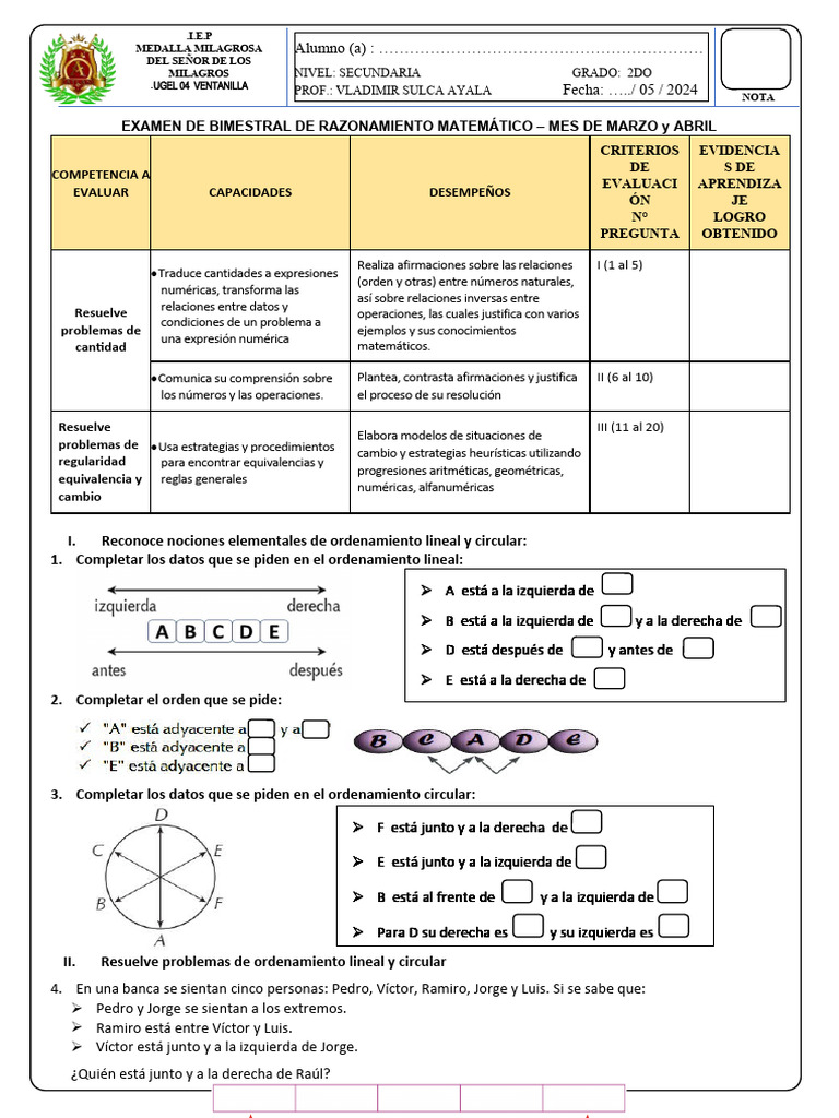 ABRIL EXAMEN RM 2DO 3RO Atlas | PDF