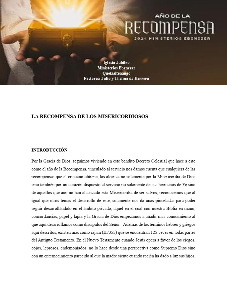 La Recompensa del Misericordioso | PDF | Misericordia | Jesús