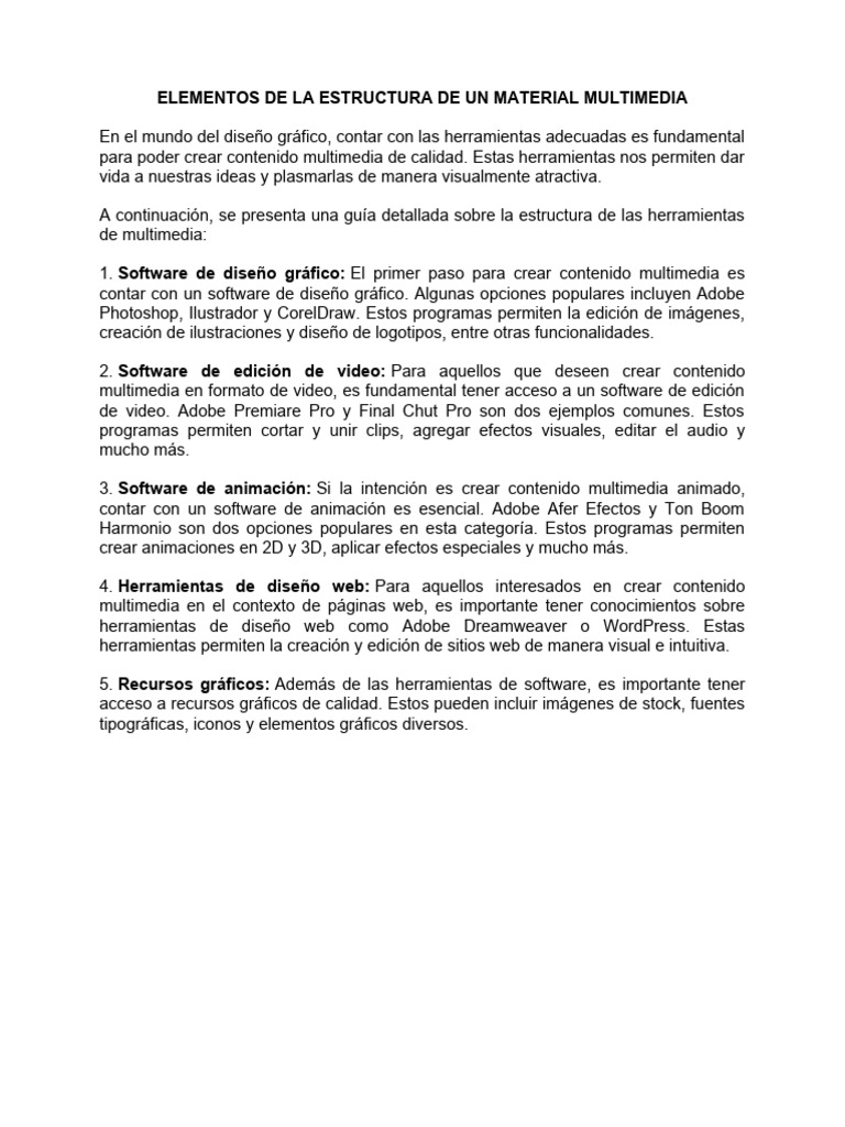 Estructura de Herramientas Multimedia | PDF