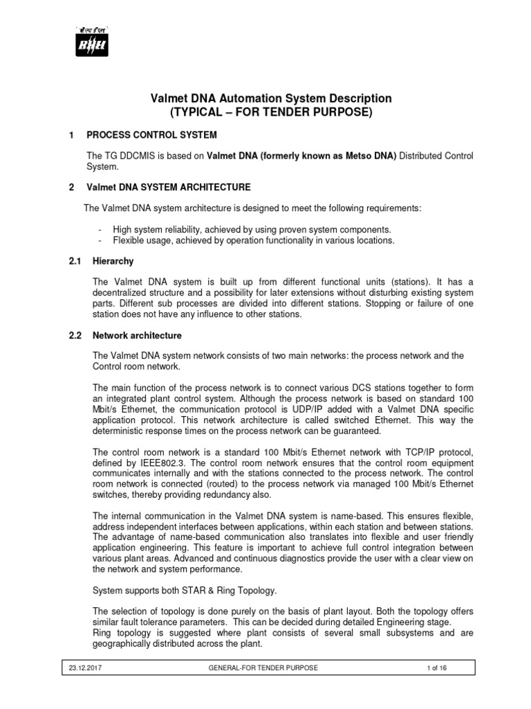 01-EDN - Tech Write Up - Valmet DNA PDF | PDF | Databases | Computer Network