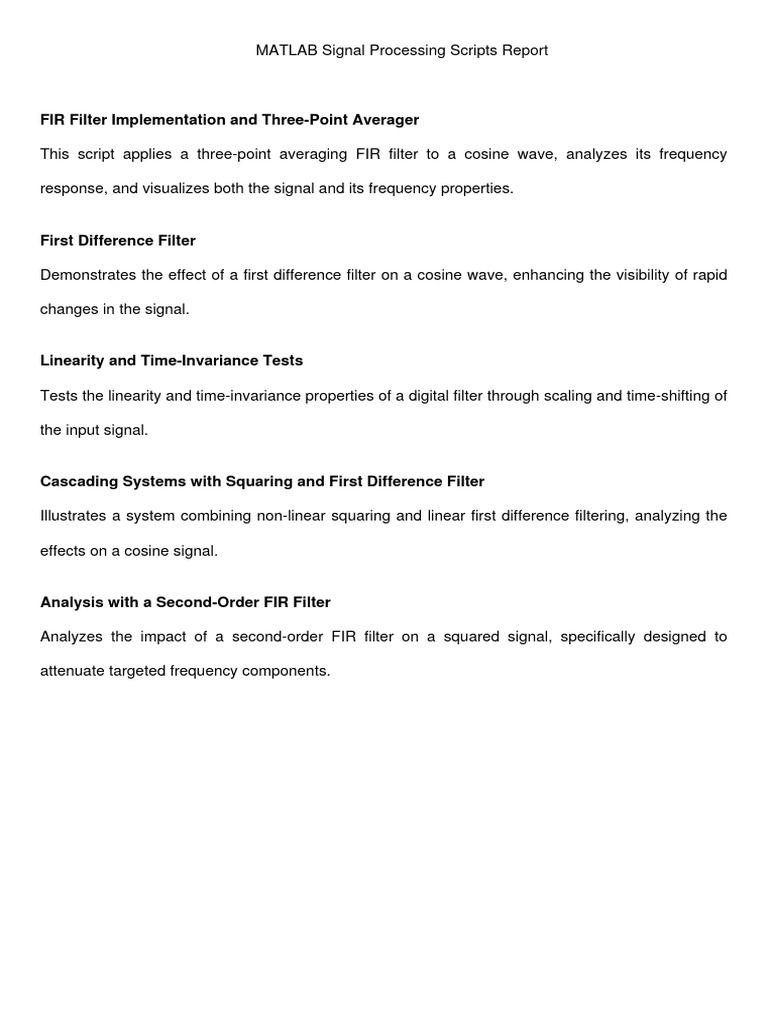 MATLAB Signal Processing Scripts Report | PDF