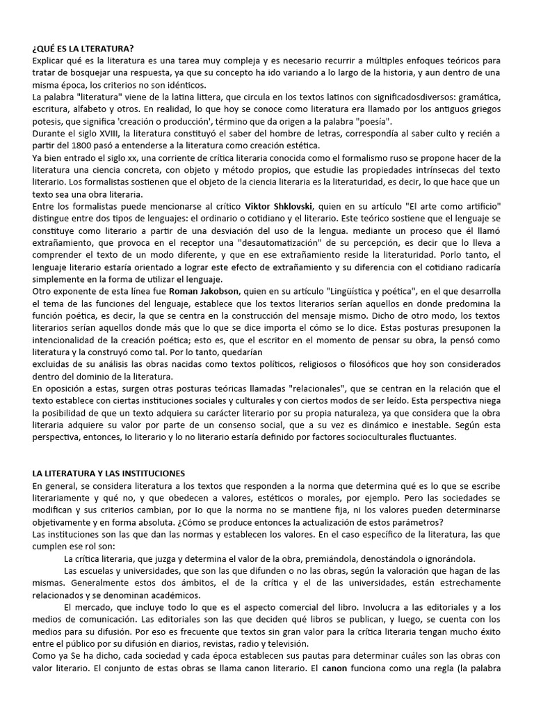 Actividad N 2 Concepto de Literatura | PDF | Novelas
