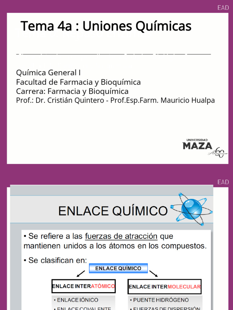 Clase 4 - Uniones Químicas 2023 | PDF | Enlace iónico | Enlace covalente