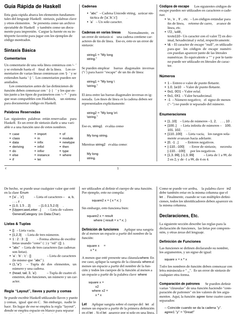 Guia Rapida Haskell | PDF | Función (Matemáticas) | C Sharp (lenguaje ...