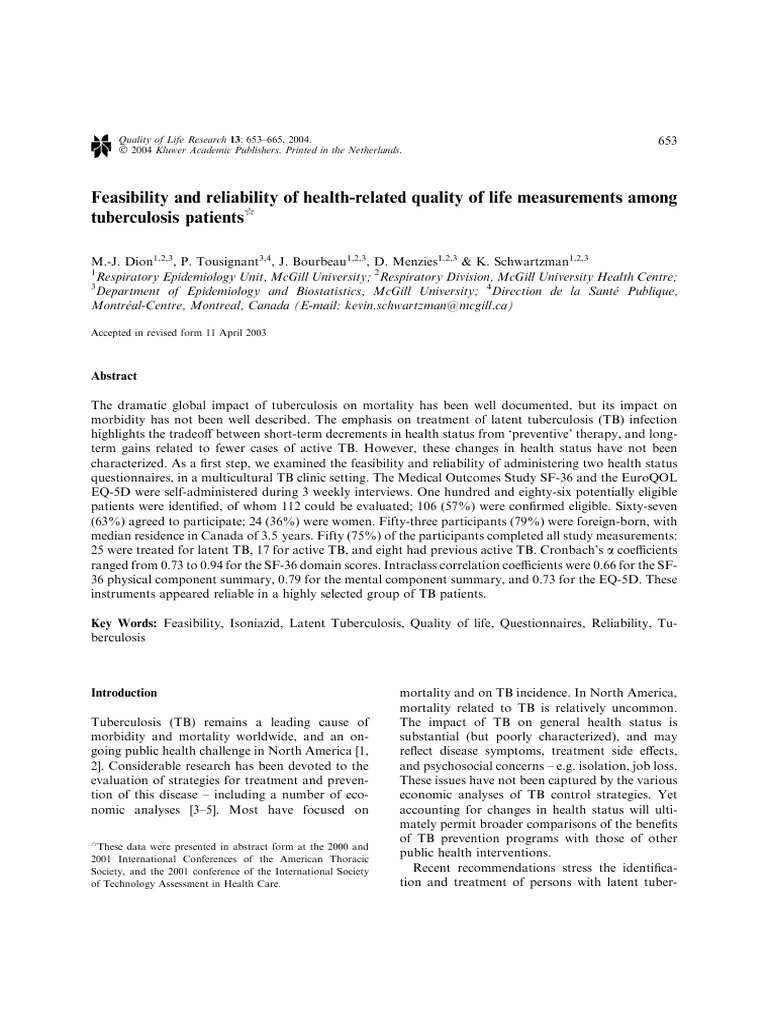 Validasi EQ-5D | PDF | Tuberculosis | Clinical Medicine