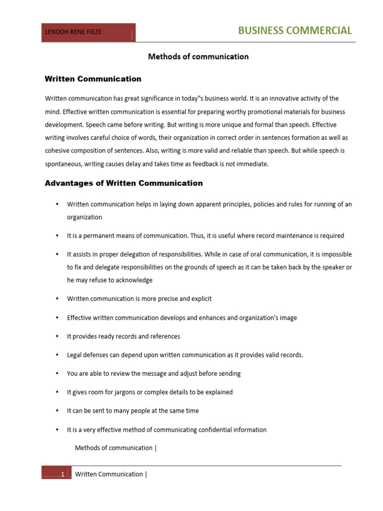 Effective Written Communication in Business | PDF | Communication ...